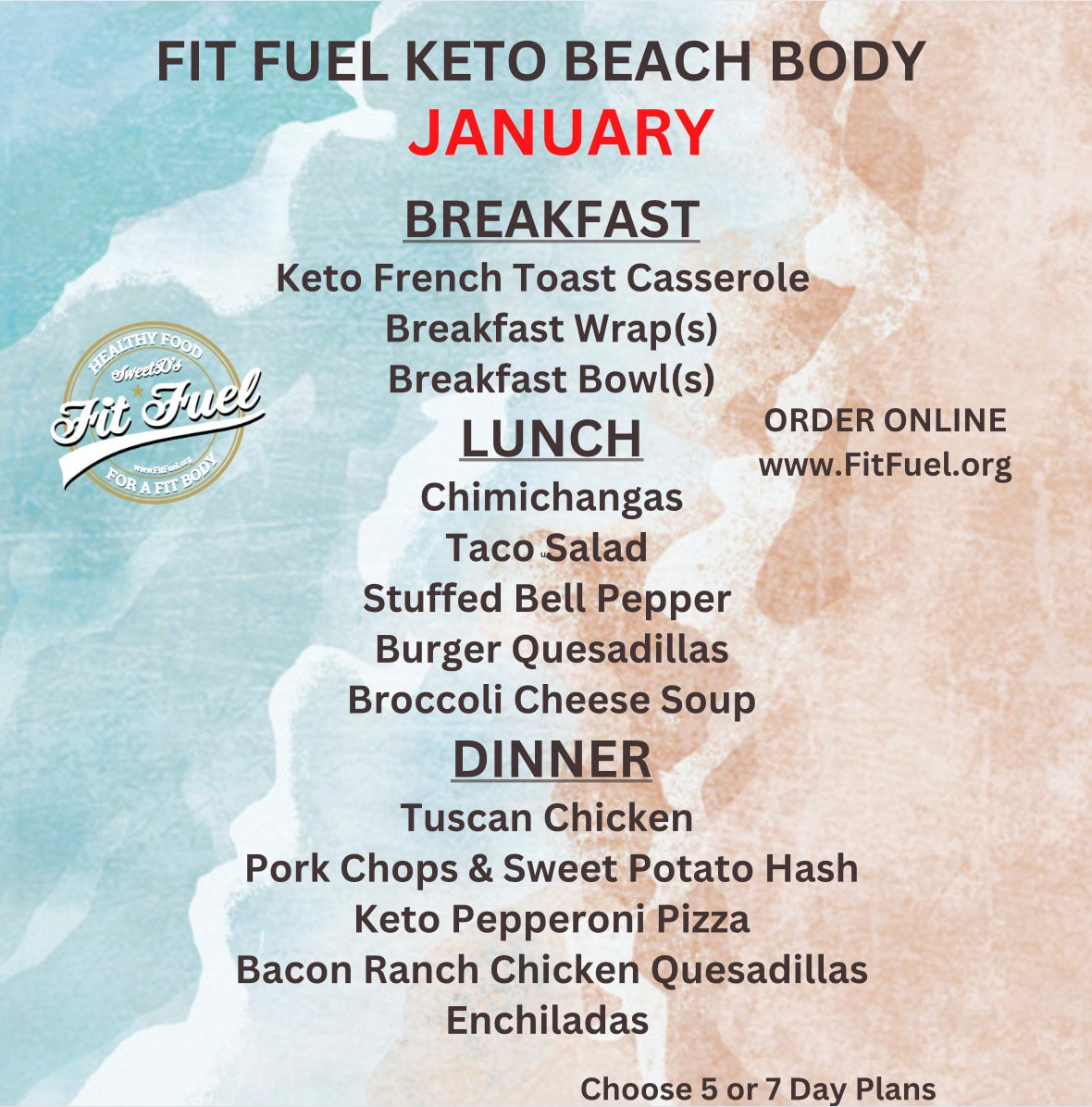 5-7 Day - Keto Beach Body Plans | SweetD's Fit Fuel